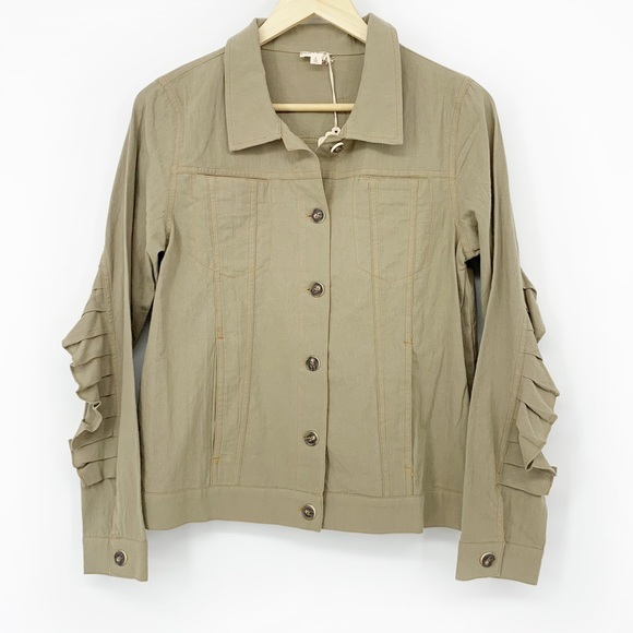 Hem & Thread | Jackets & Coats | Hem Thread Tan And Ruffled Button Down ...